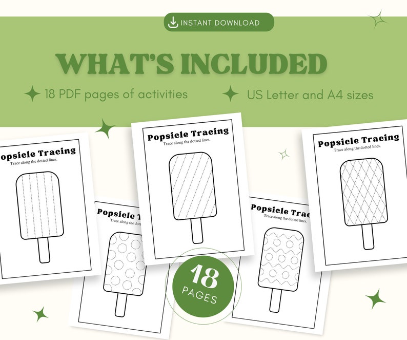 Popsicle Tracing Worksheets: Handwriting Practice (PDF Download) - Etsy