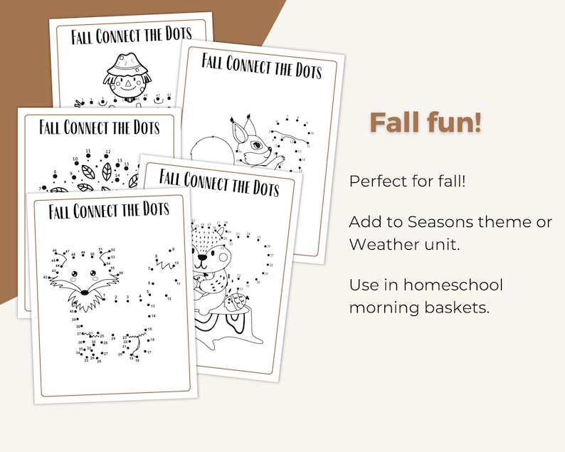 Fall Connect the Dots for Kids; Printable Numbers Worksheets; Classroom ...
