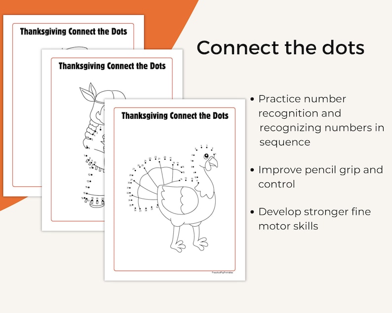 Thanksgiving Connect the Dots for Kids; Printable Numbers Worksheets ...