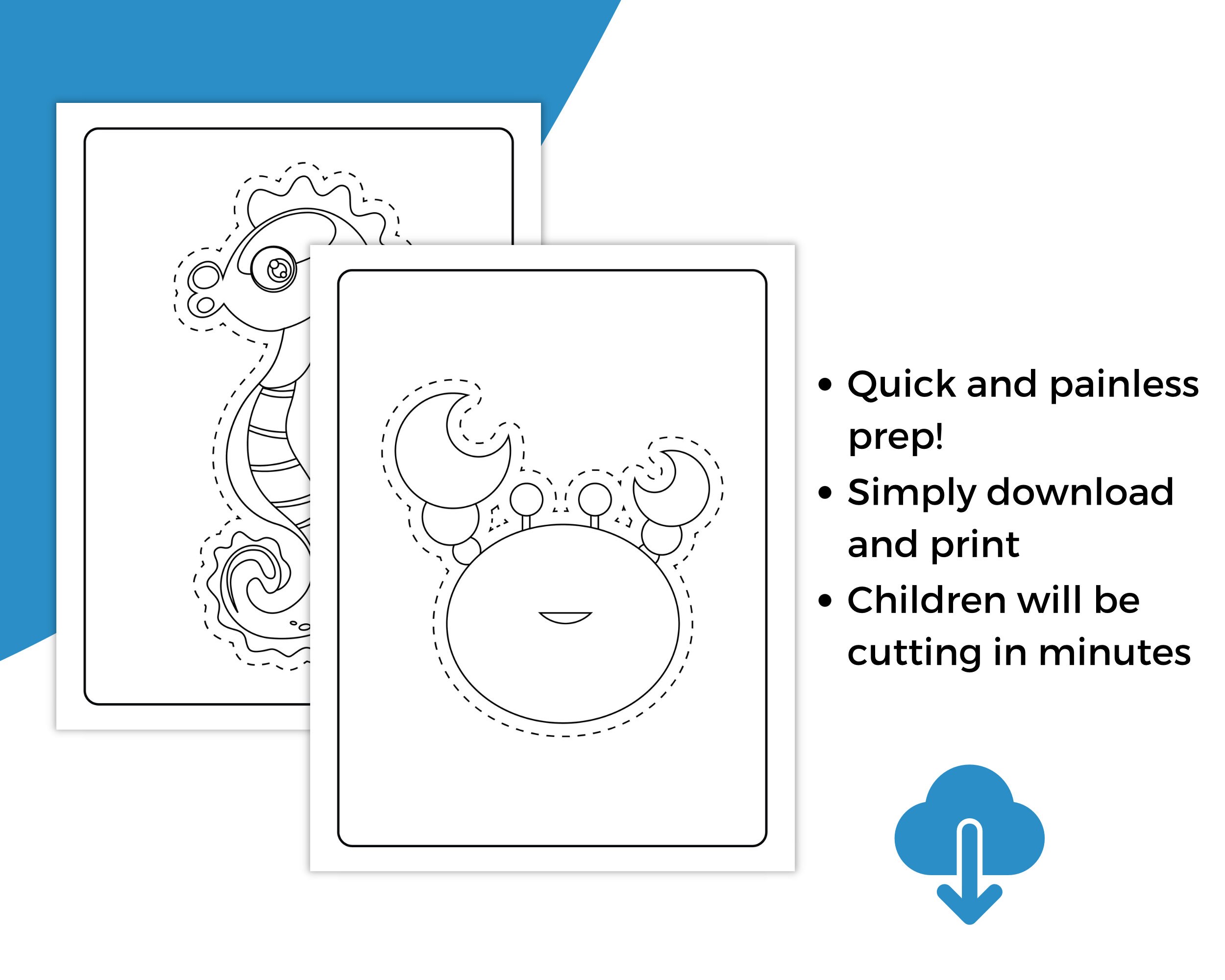 Printable Ocean Animals Cut Out Pages Under the Sea Pre-k Scissor ...