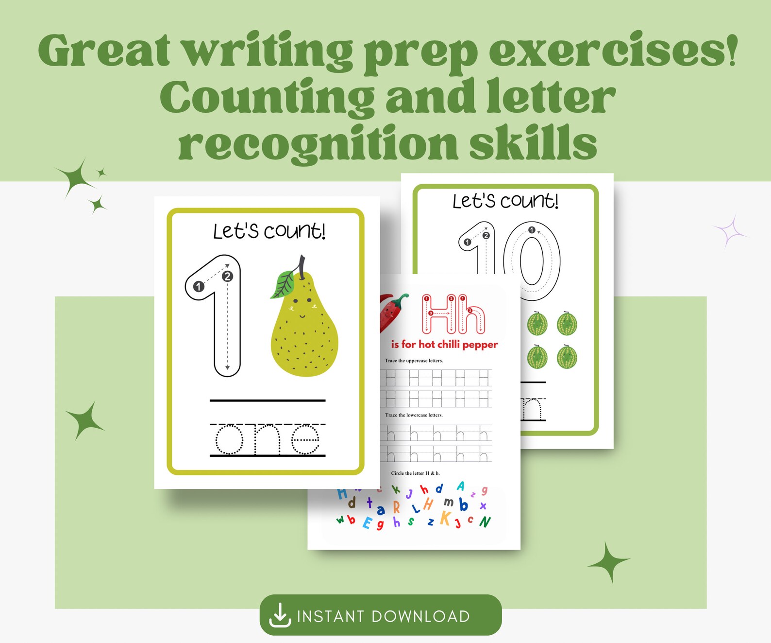 Fruit & Vegetable Tracing Worksheets: Preschool Handwriting Practice ...