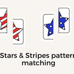 Printable USA Star Matching Game for Preschool & Toddlers; Patriotic Puzzles for Fourth of July ...
