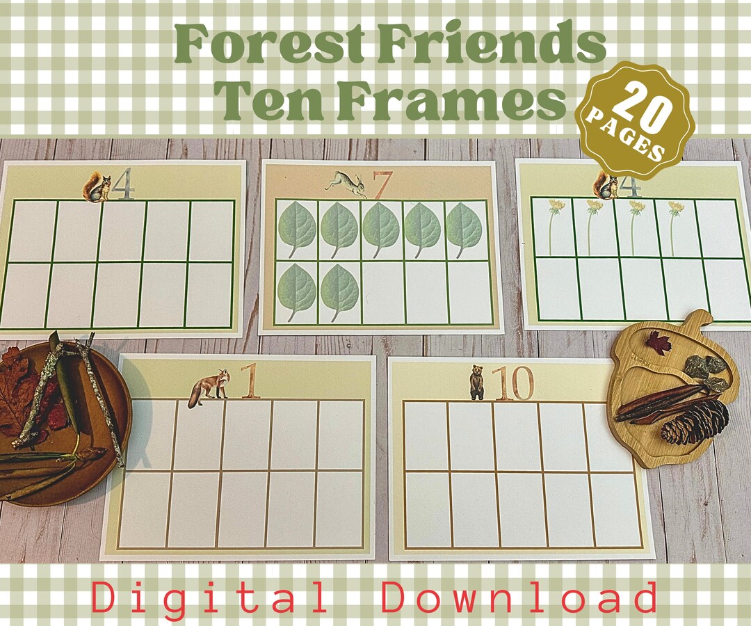 Nature Math Ten Frames, Printable Numbers Cards 1-10 for Pre-k ...