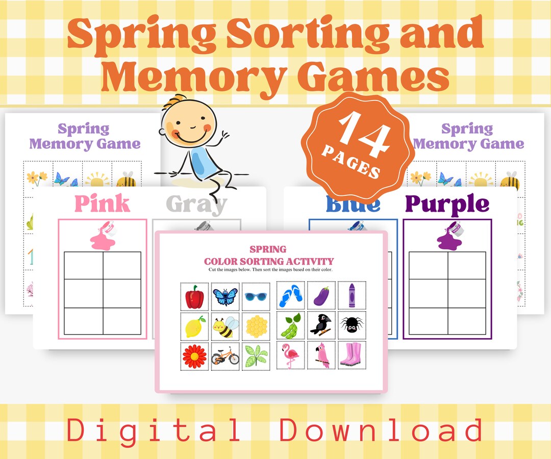 Spring Color Sorting and Memory Game, Classroom Games for Preschool ...