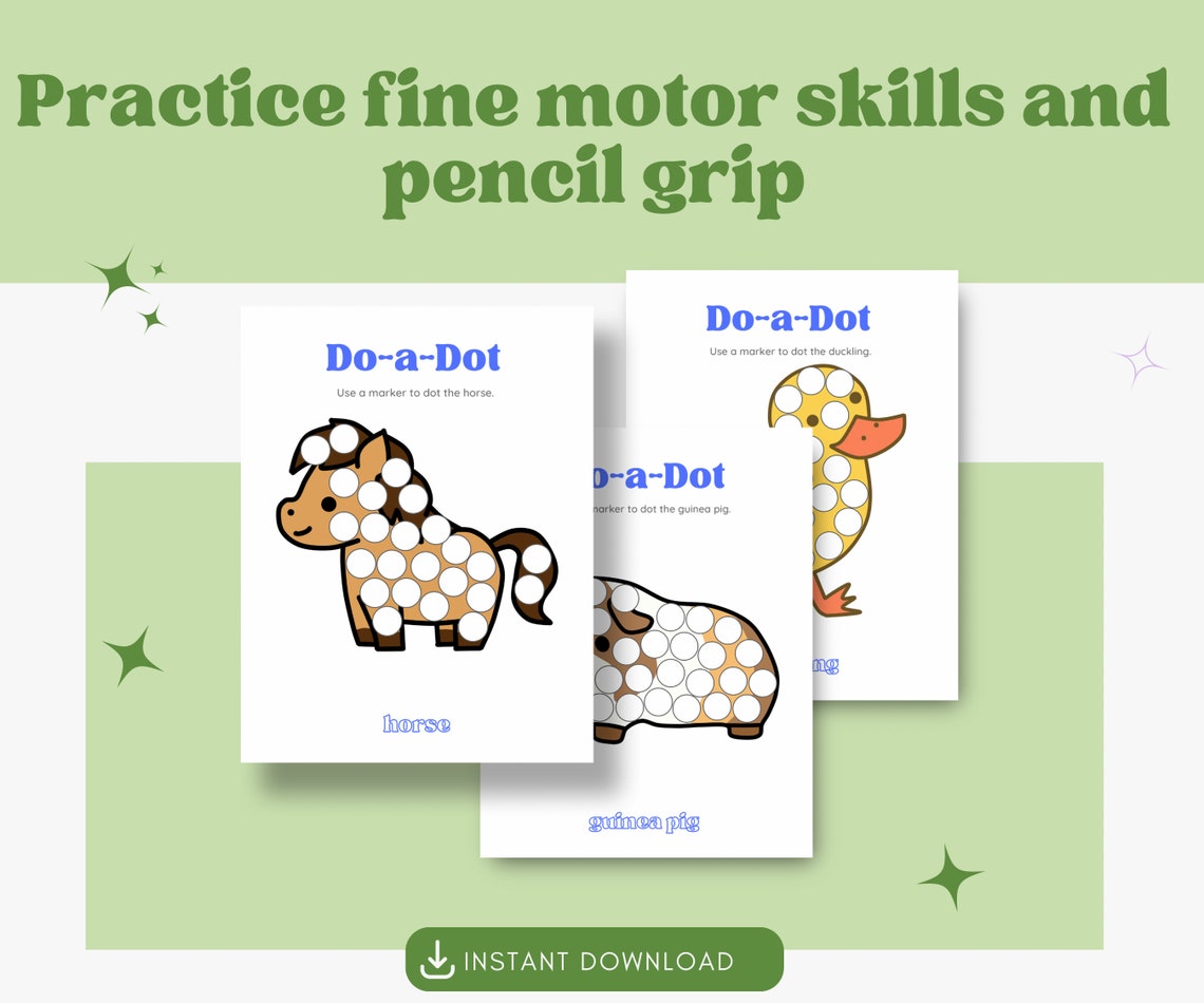 Printable Do-a-dot Pages, Farm Animals and Pets Theme, Fine Motor ...