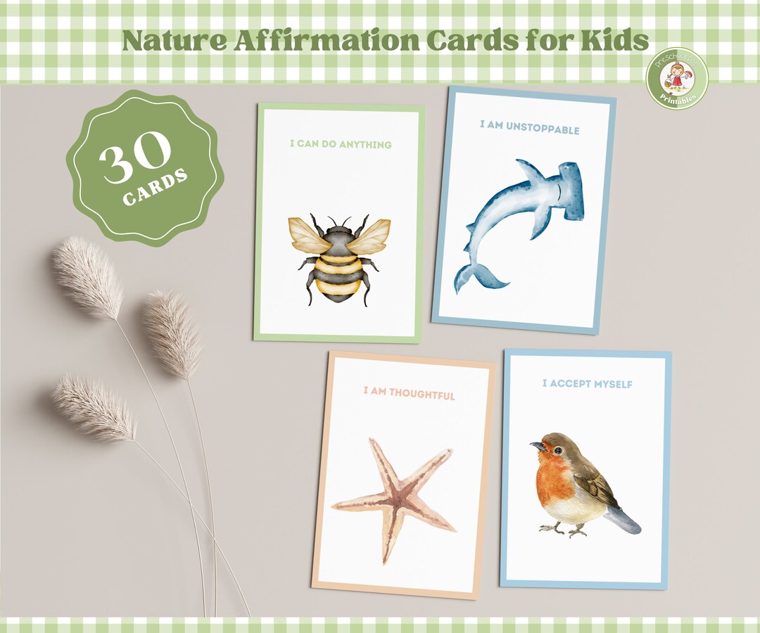 Nature Themed Affirmation Cards for Kids, Mindfulness and Self Love for ...