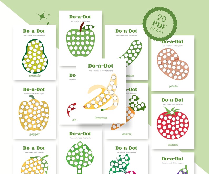 Fruit & Vegetable Do-a-dot Pages: Toddler Fine Motor Skills (PDF) - Etsy