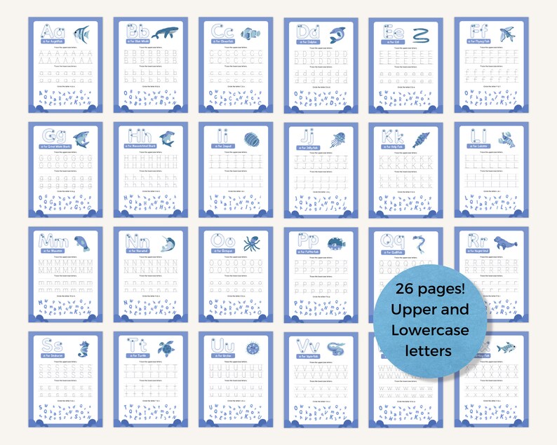 Under the Sea Letter Tracing: Handwriting Practice for Preschool ...