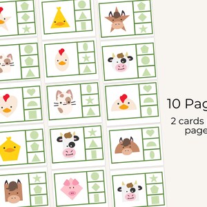 Farm Animals Shapes Clip Cards; Shape Activity for Toddlers Preschool ...