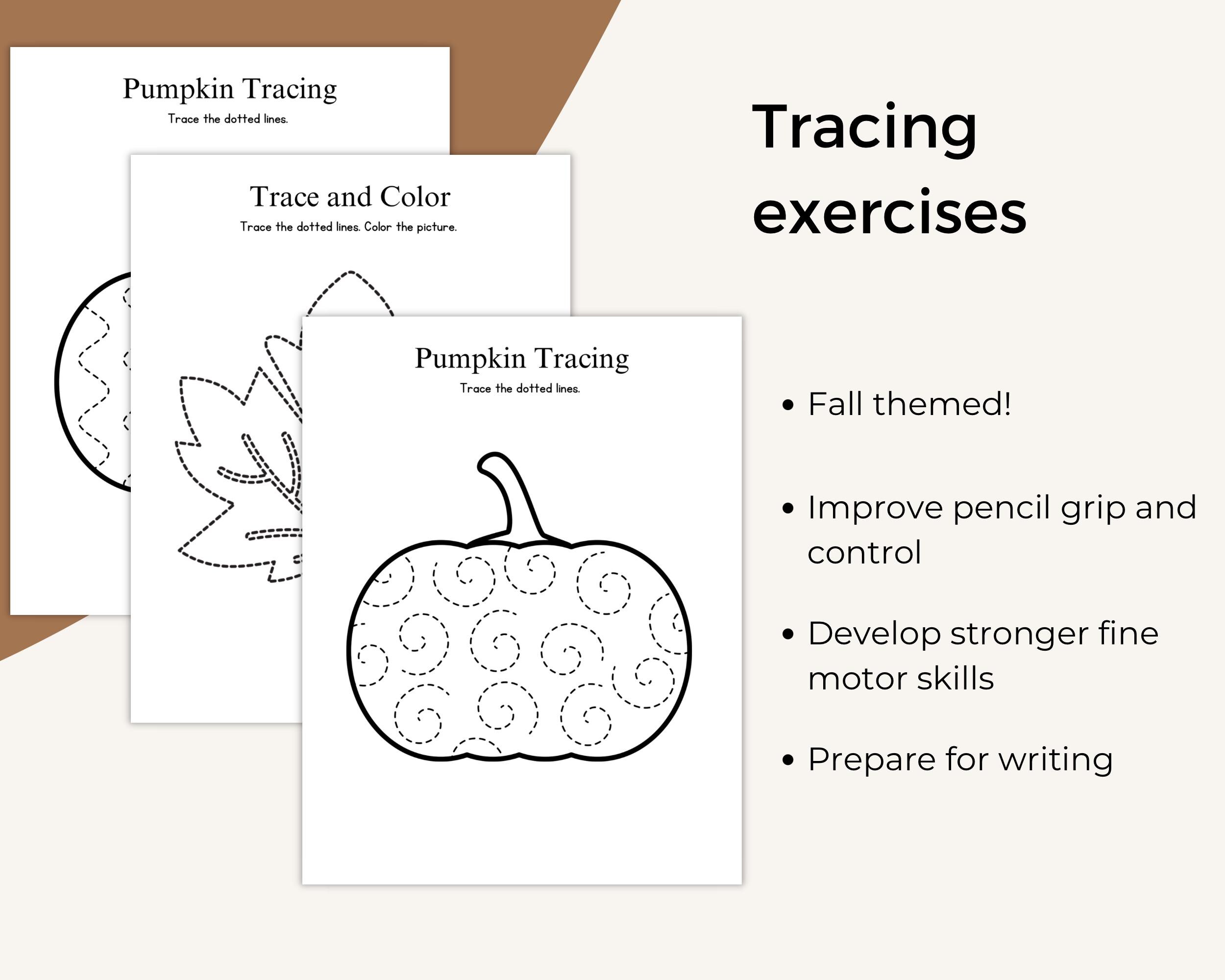Fall Tracing Worksheets | Pumpkin Theme Handwriting Practice (PDF) - Etsy