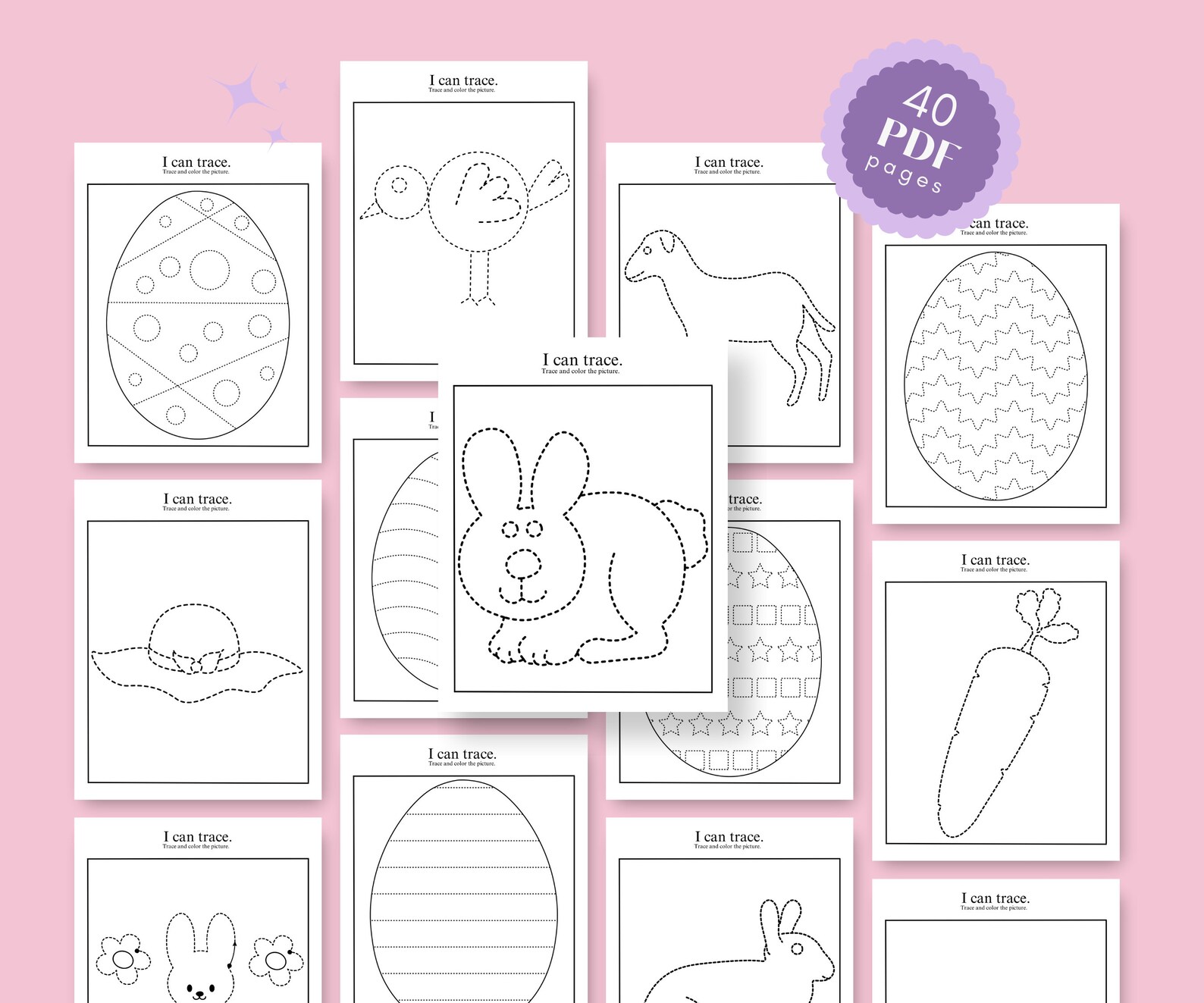 Spring Trace and Color Worksheets, Pencil Control and Grip Practice ...