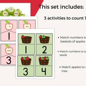 Apple Numbers Activities for Preschool; 3 Counting Activities; Counting ...