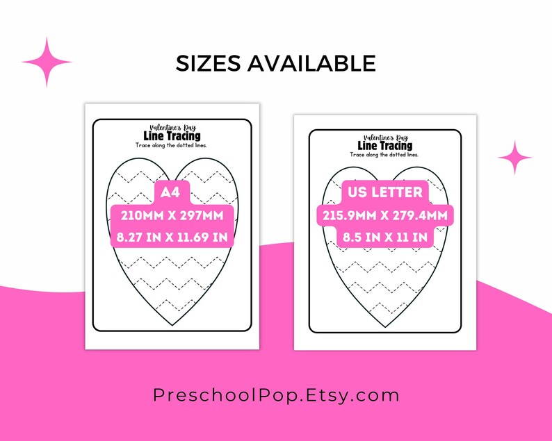 Printable Valentines Tracing Worksheets for Preschool & Toddler; Pre-k ...