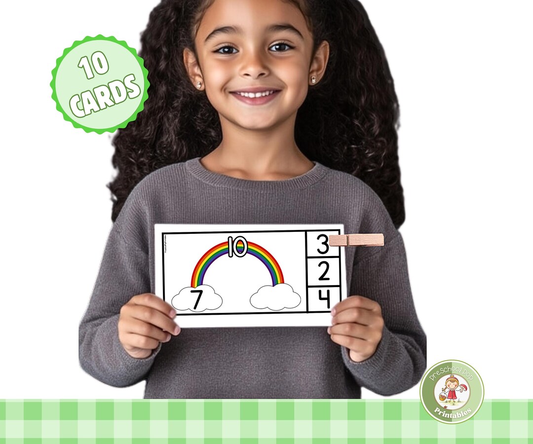 Math Rainbow Facts Clip Cards; Simple Addition for Kindergarten, First ...
