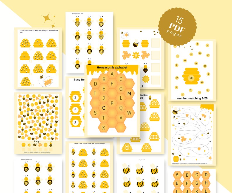 Busy Bee Quiet Book, Toddler Busy Book, Preschool Printable Numbers ...