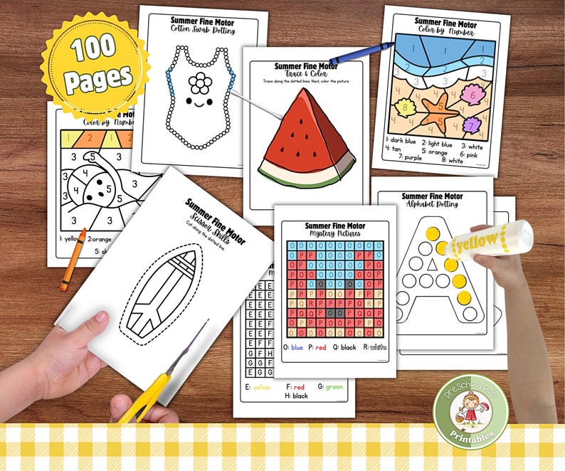 Printable Summer Fine Motor Activities for Kids; Scissor Skills ...