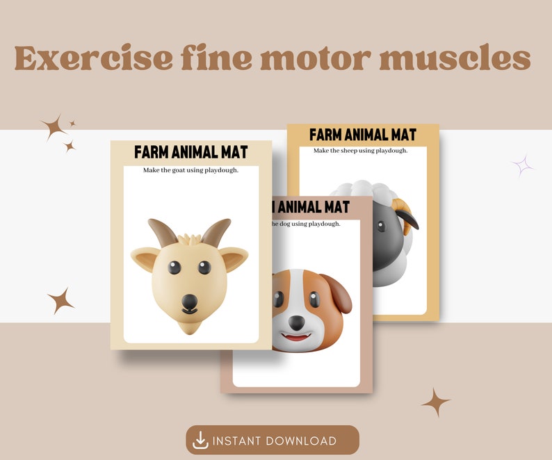 Printable Farm Animals Play Dough Mats, Playdough Sensory Learning ...