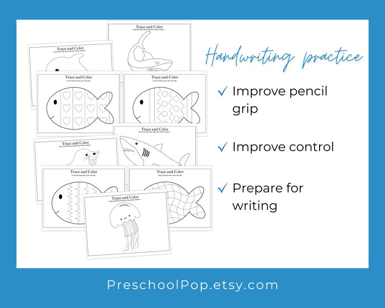 Printable Ocean Tracing Worksheets for Preschool,toddlers; Pencil Grip ...