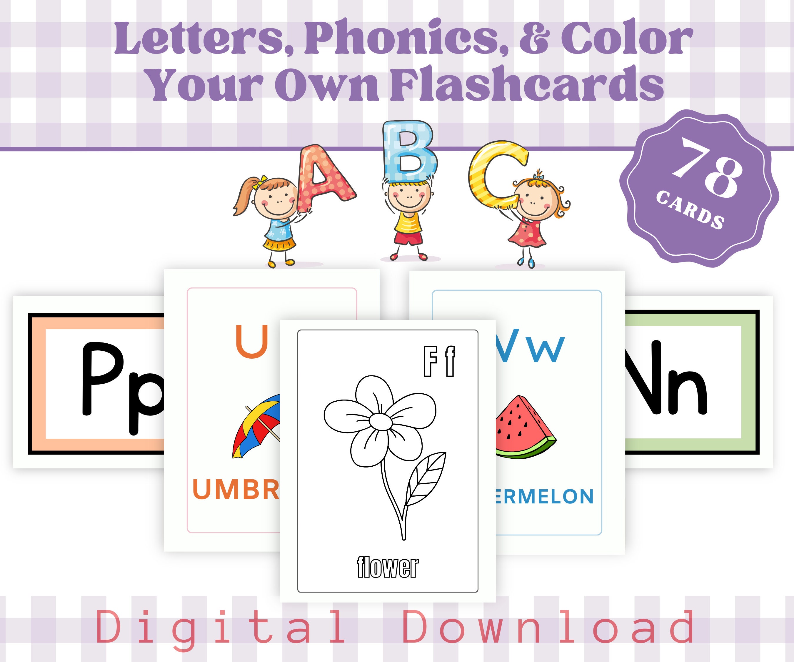 Alphabet Flashcards Color Your Own, Phonics Letter Sounds for ...