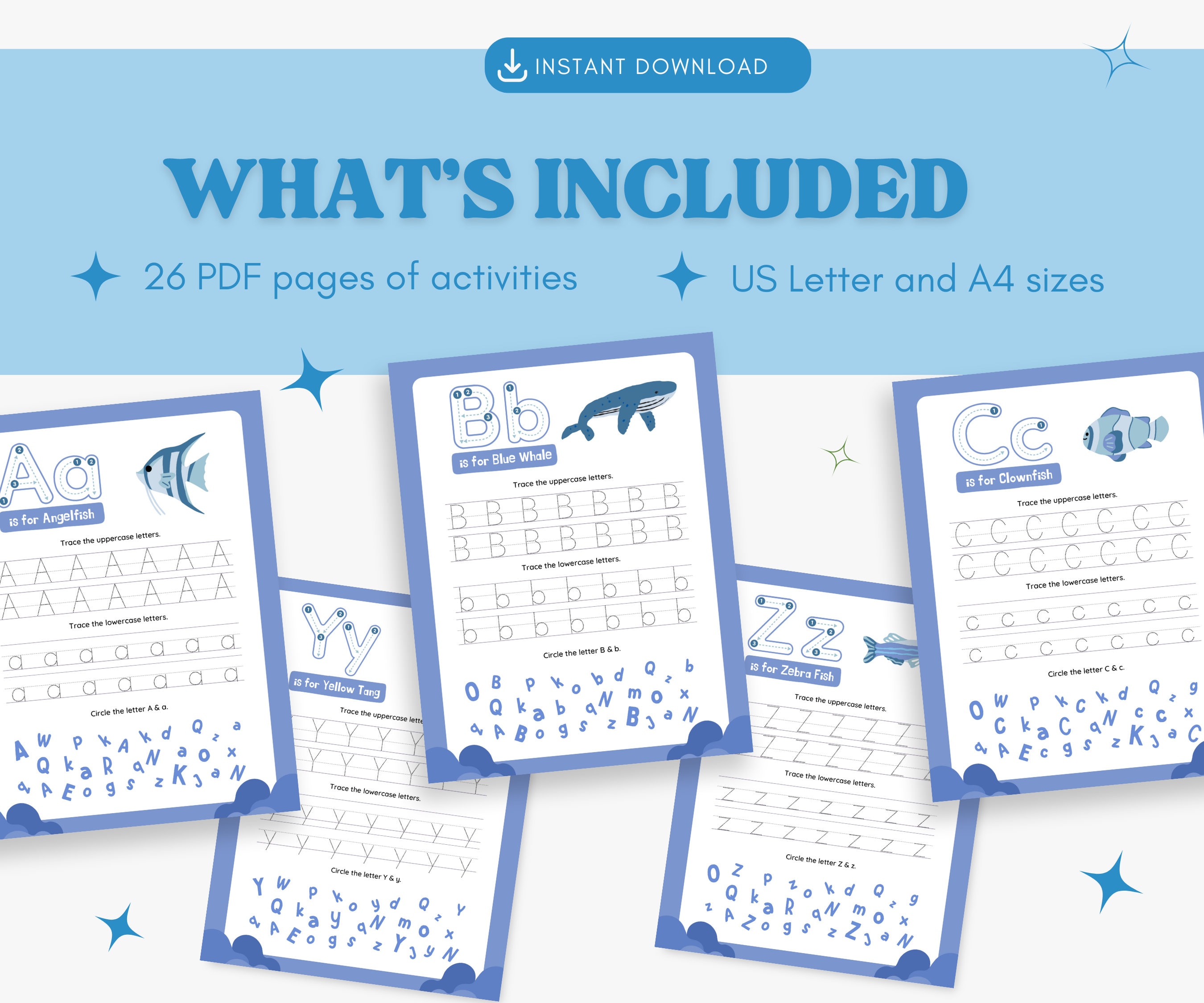 Under the Sea Letter Tracing: Handwriting Practice for Preschool ...