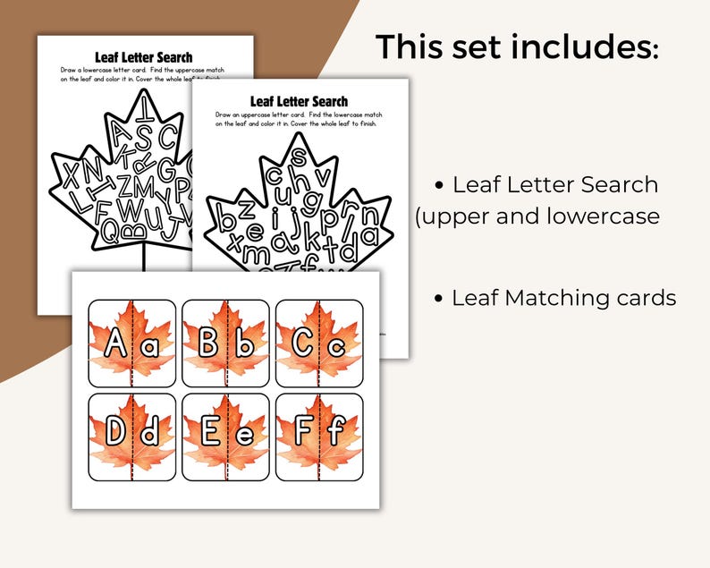 Leaf Letter Games for Pre-k and Kindergarten Upper & Lowercase Matching ...