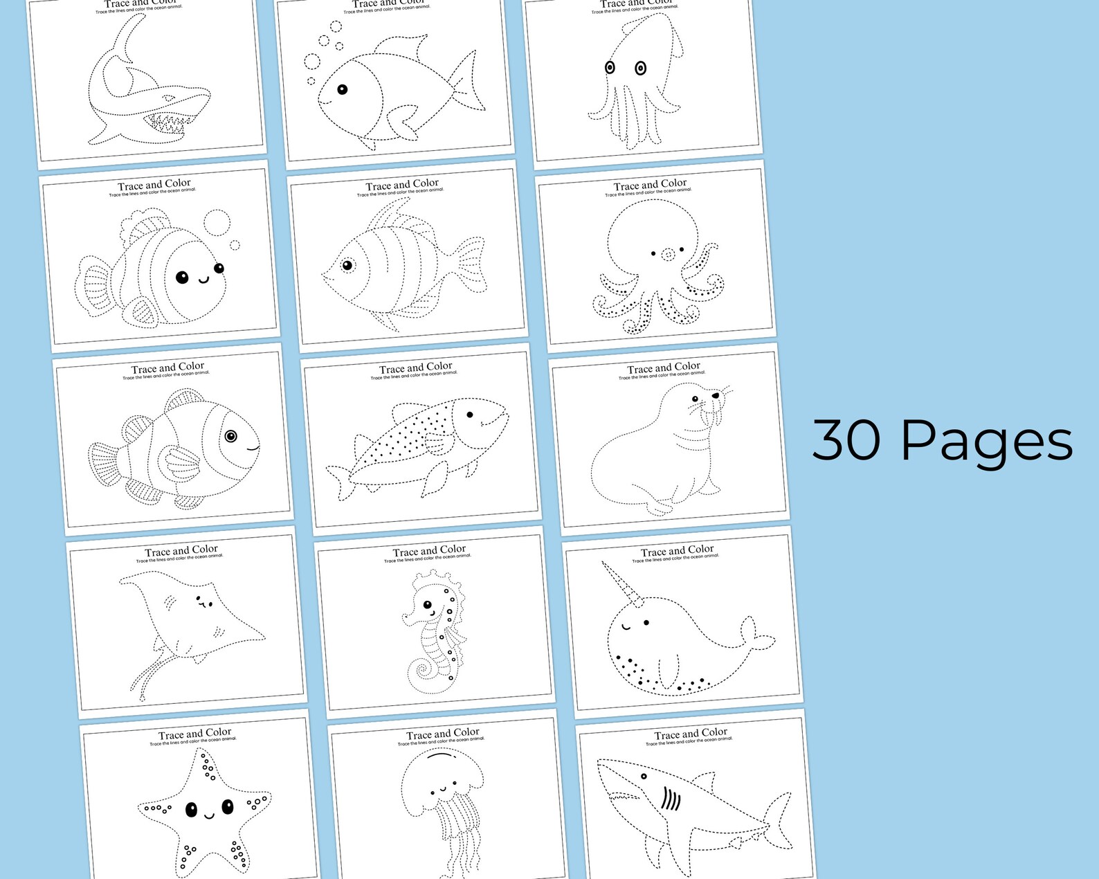 Printable Ocean Tracing Worksheets for Preschool,toddlers; Pencil Grip ...