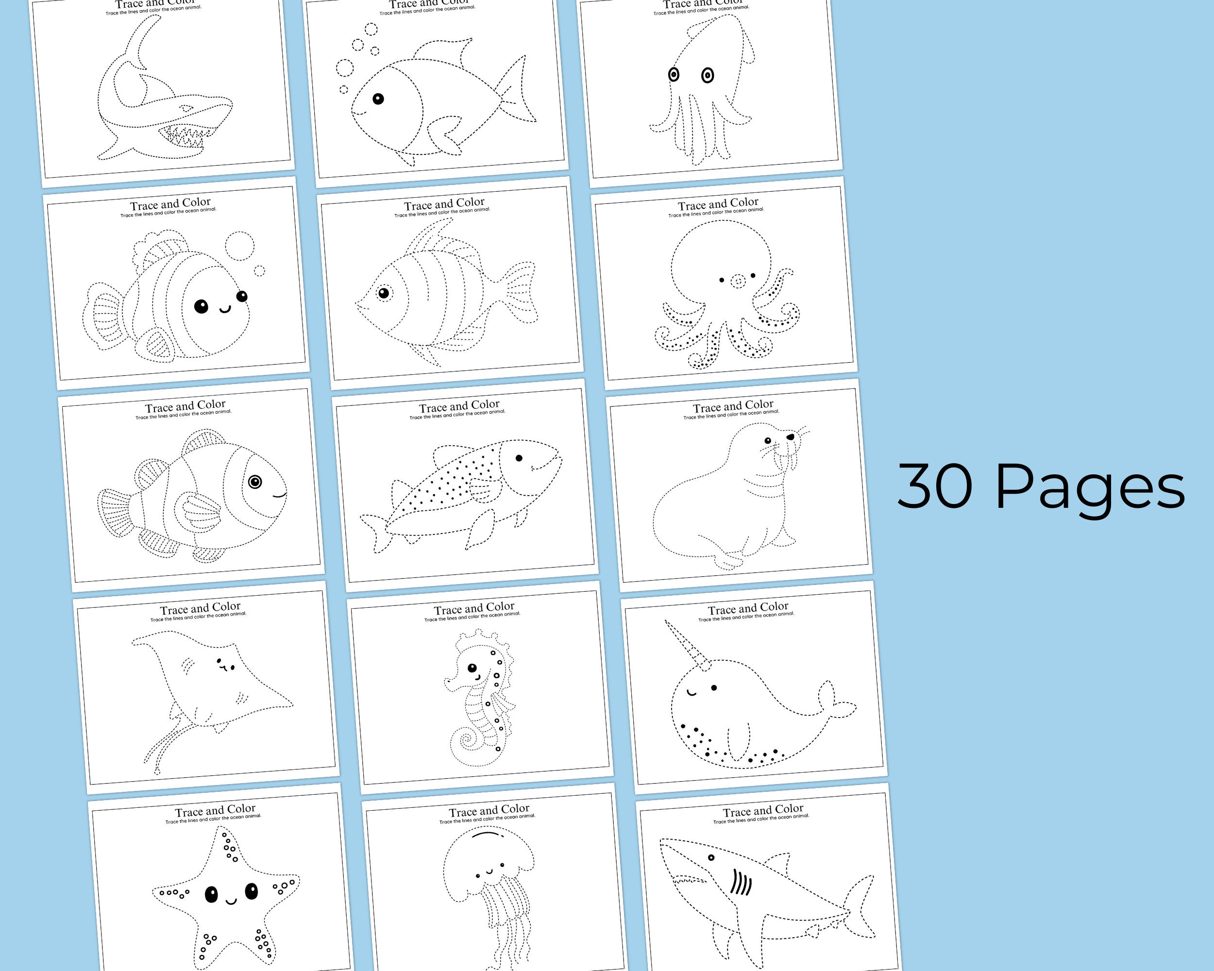 Printable Ocean Tracing Worksheets for Preschool,toddlers; Pencil Grip ...