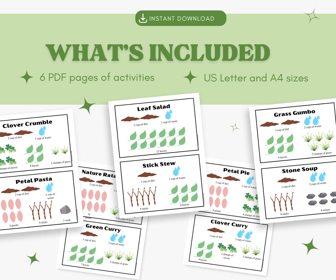 Mud Kitchen Recipes, Printable Recipe Cards for Sensory Play, Mud ...