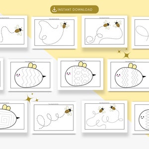 Bee Themed Tracing Worksheets for Preschool and Toddlers, Handwriting ...
