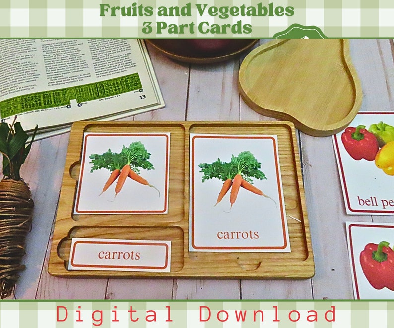 Printable Montessori-inspired 3 Part Cards, Fruits and Vegetables ...