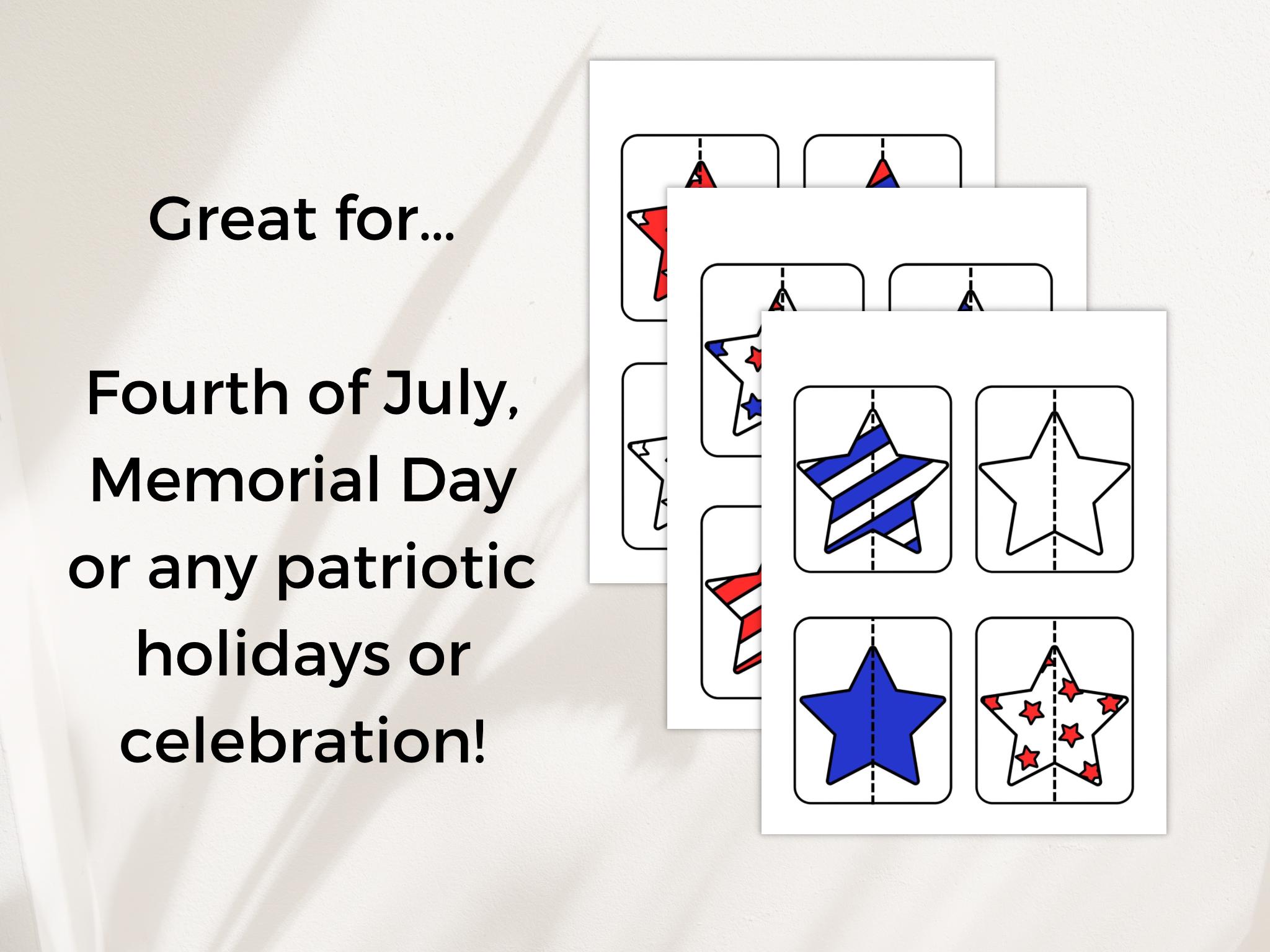 USA Star Matching Game: Patriotic Puzzles for Preschool (PDF) - Etsy