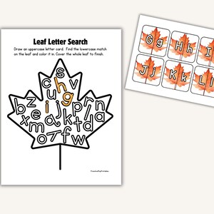 Leaf Letter Games for Pre-k and Kindergarten Upper & Lowercase Matching ...