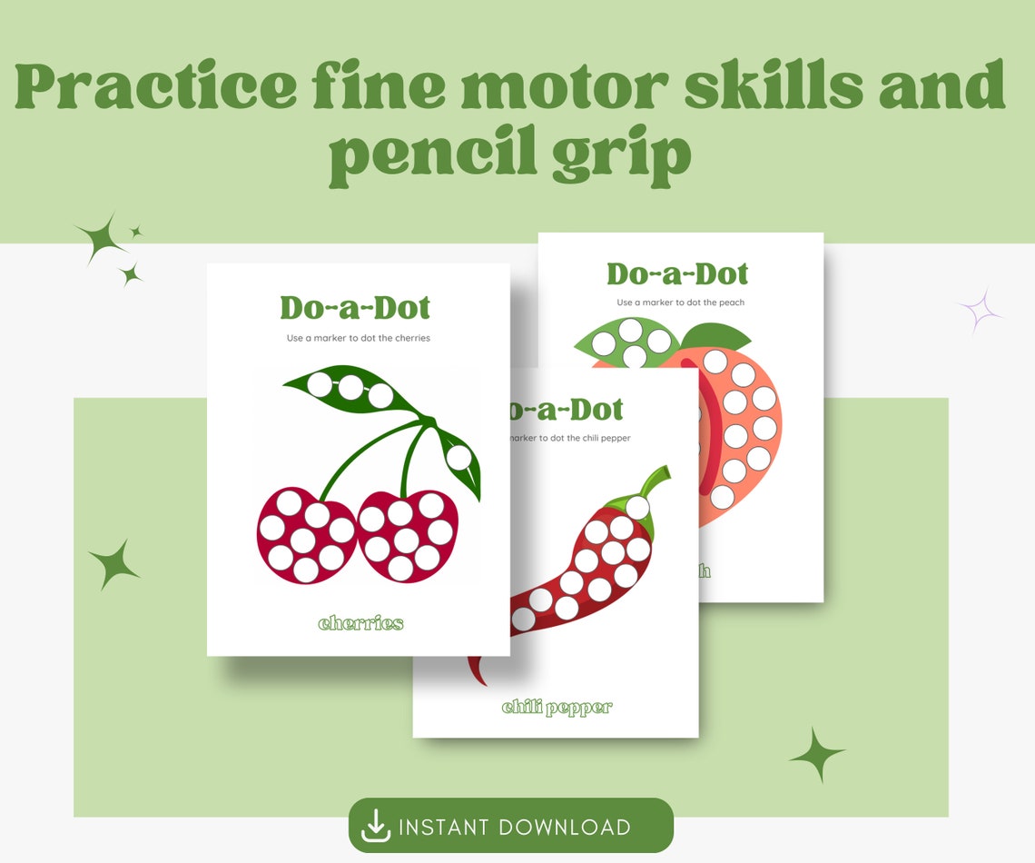 Fruit & Vegetable Do-a-dot Pages: Toddler Fine Motor Skills (PDF) - Etsy