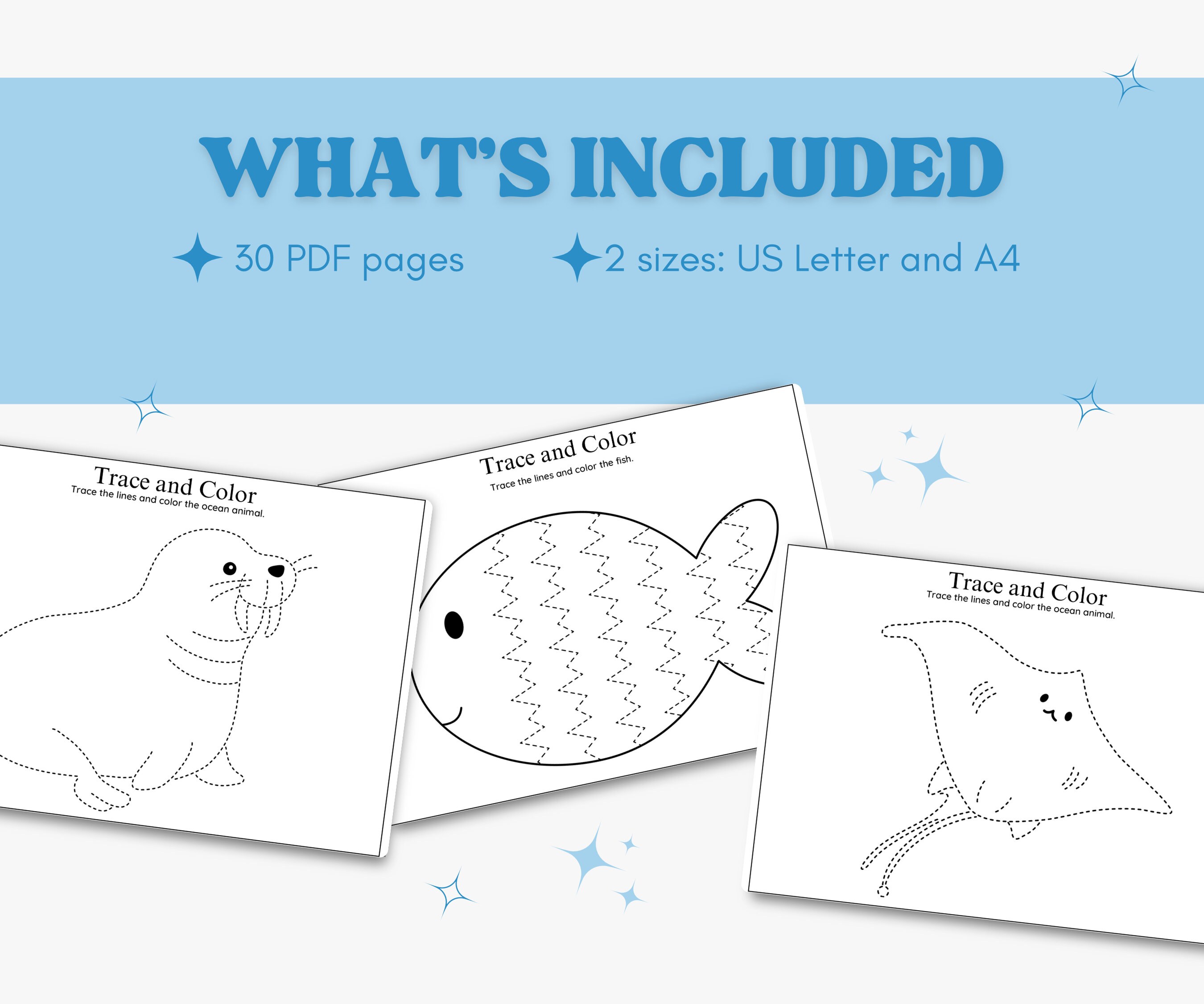 Printable Ocean Tracing Worksheets for Preschool,toddlers; Pencil Grip ...