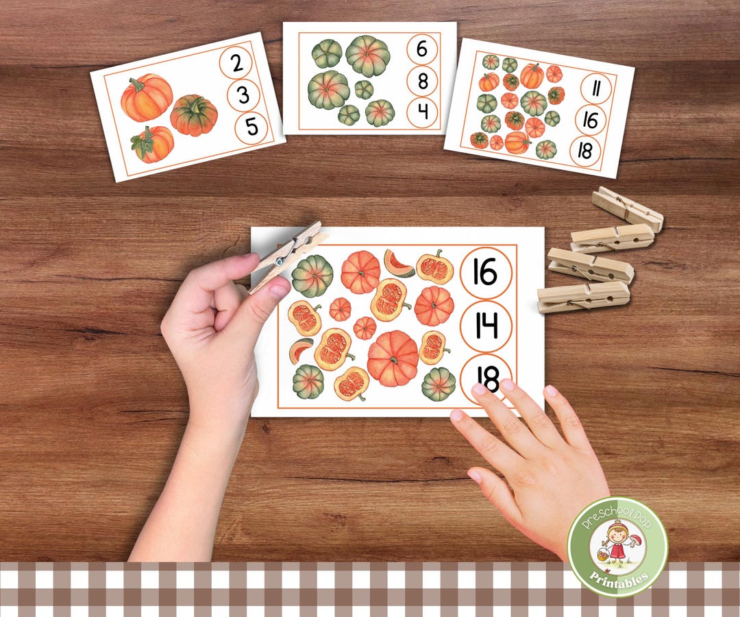 Printable Count & Clip Cards for Fall; Pumpkin Number Activity for ...