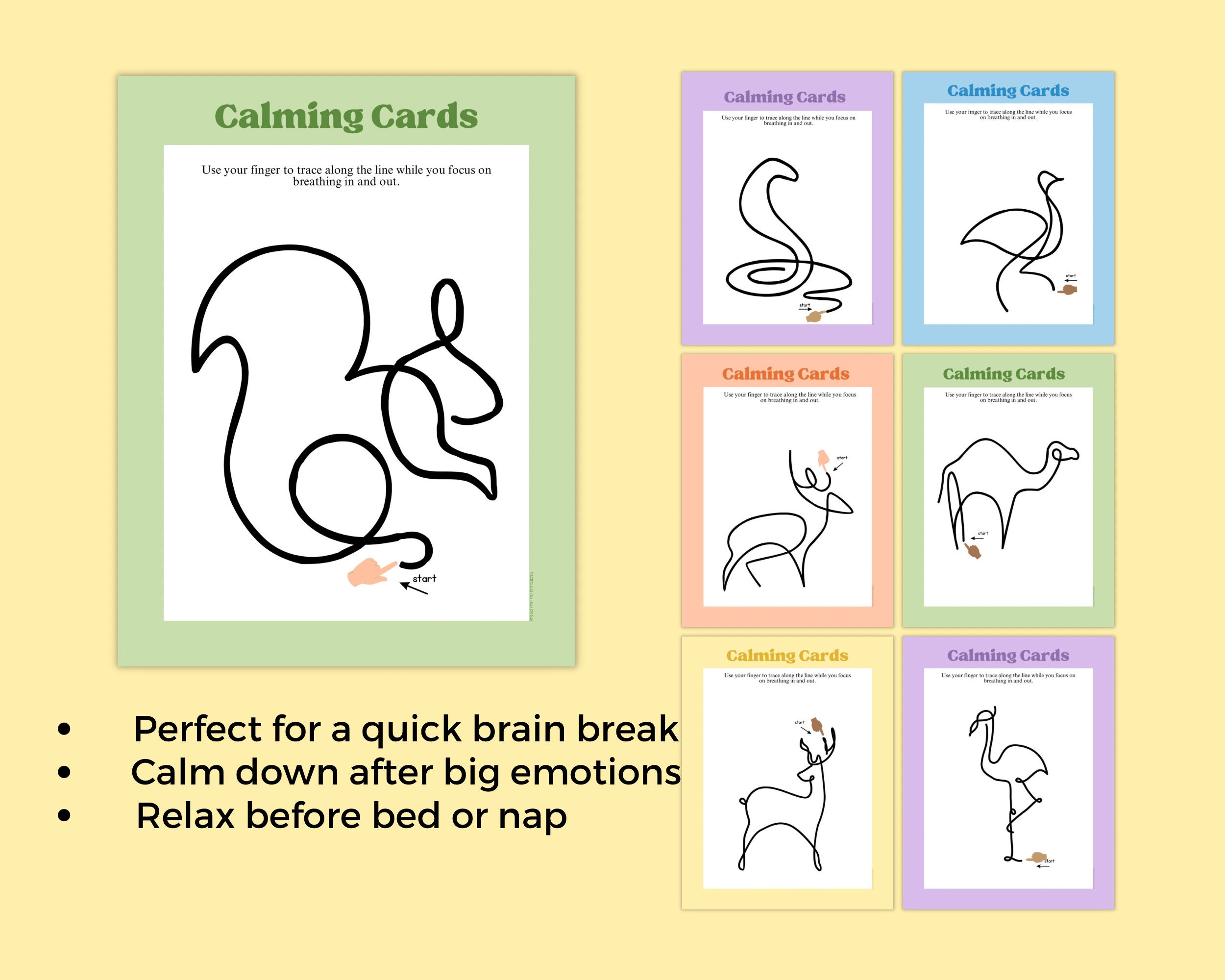 Printable Calming Cards, Mindfulness for Kids, Calm Down Corner ...