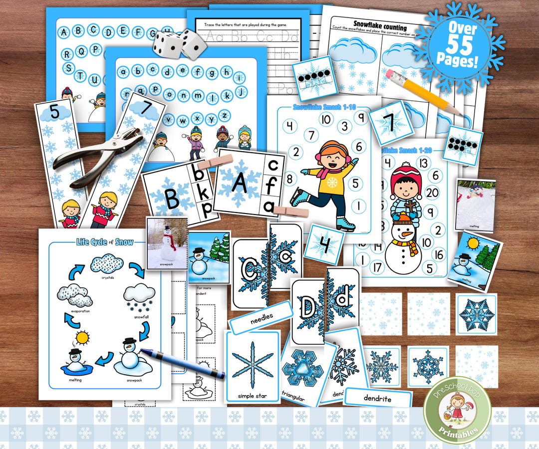 Snow Nature Unit Study for Preschool Winter Curriculum; Snowflakes ...