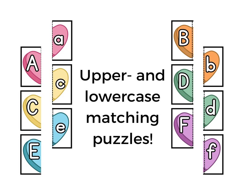Candy Hearts Alphabet Match Game: Valentine's Letter Tracing (PDF) - Etsy