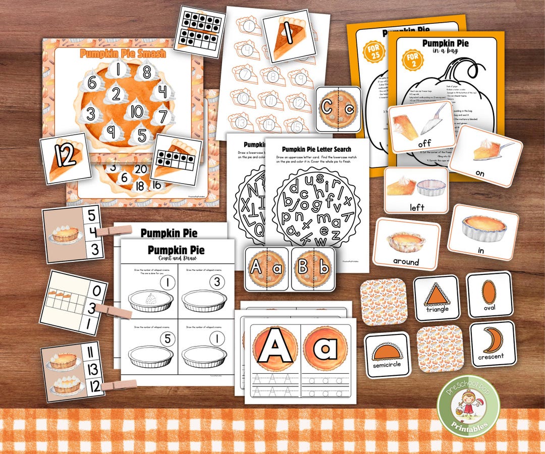 Pumpkin Pie Theme Bundle; Thanksgiving Learning Games for Preschool and ...