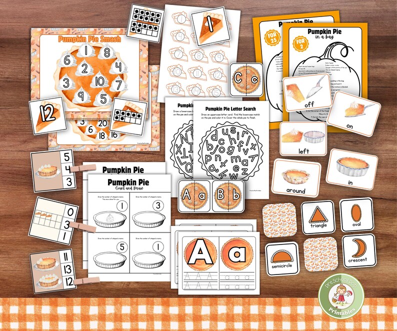 Pumpkin Pie Theme Bundle; Thanksgiving Learning Games for Preschool and ...