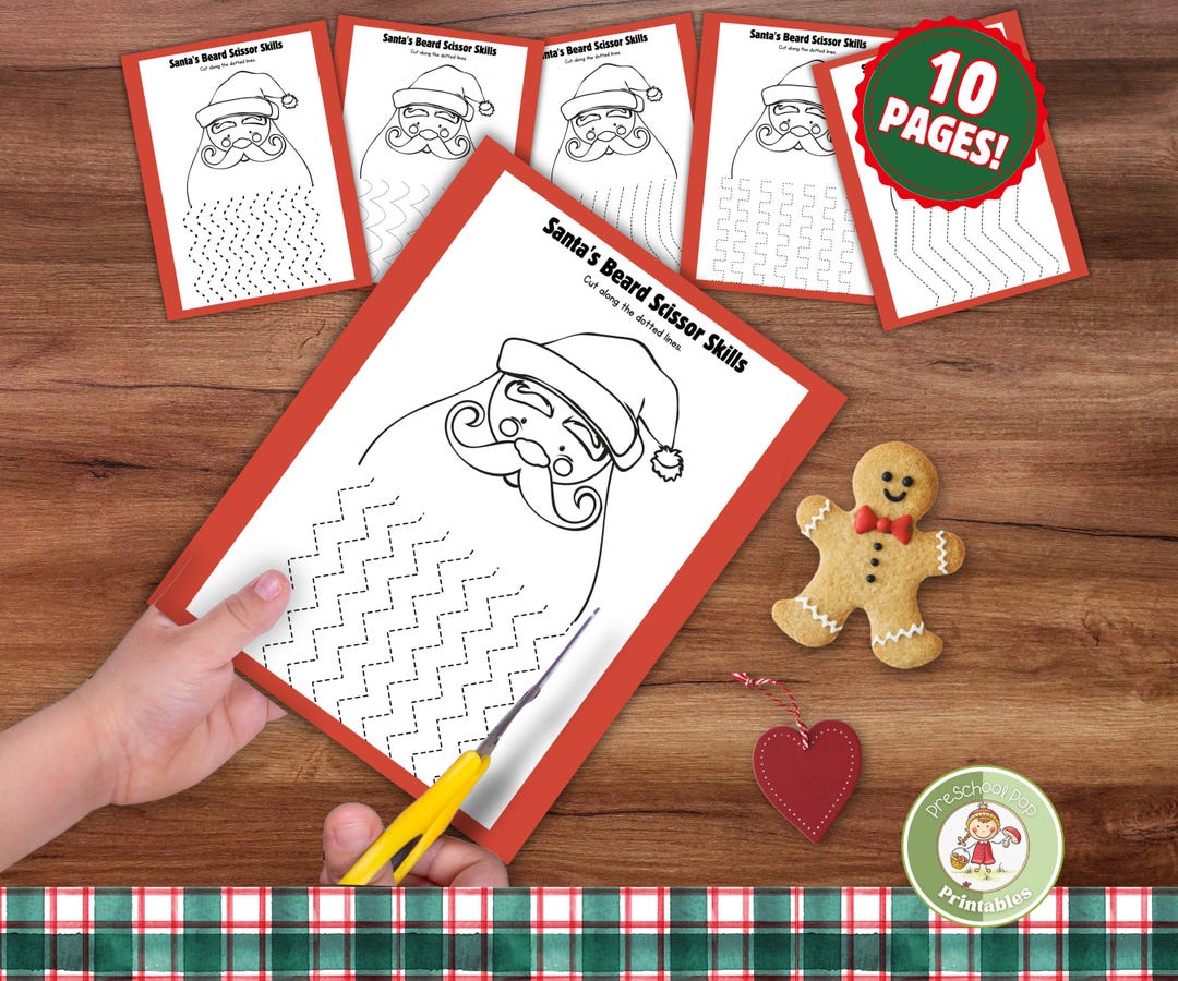 Santa's Beard Cutting Activity; Christmas Scissor Skills; Printable ...