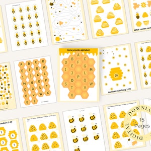 Busy Bee Quiet Book, Toddler Busy Book, Preschool Printable Numbers ...