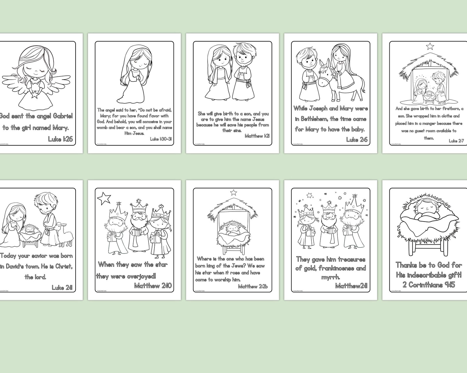 Nativity Coloring Pages With Scripture: Christmas Bible Activity (PDF ...