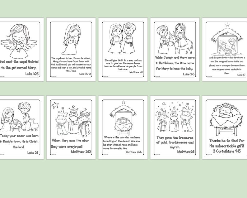 Nativity Coloring Pages With Scripture: Christmas Bible Activity (PDF ...