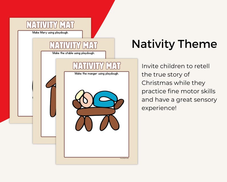 Printable Nativity Play Dough Mats Christmas Playdough Sensory Activity ...