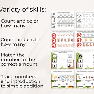 Farm Math Worksheets for Preschool, Pre-k; Number Tracing & Counting ...