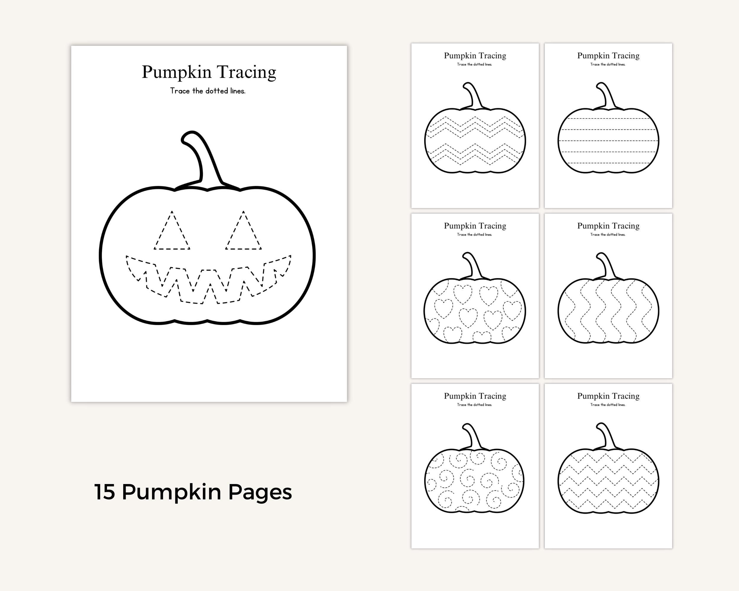 Fall Tracing Worksheets | Pumpkin Theme Handwriting Practice (PDF) - Etsy
