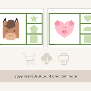 Farm Animals Shapes Clip Cards; Shape Activity for Toddlers Preschool ...