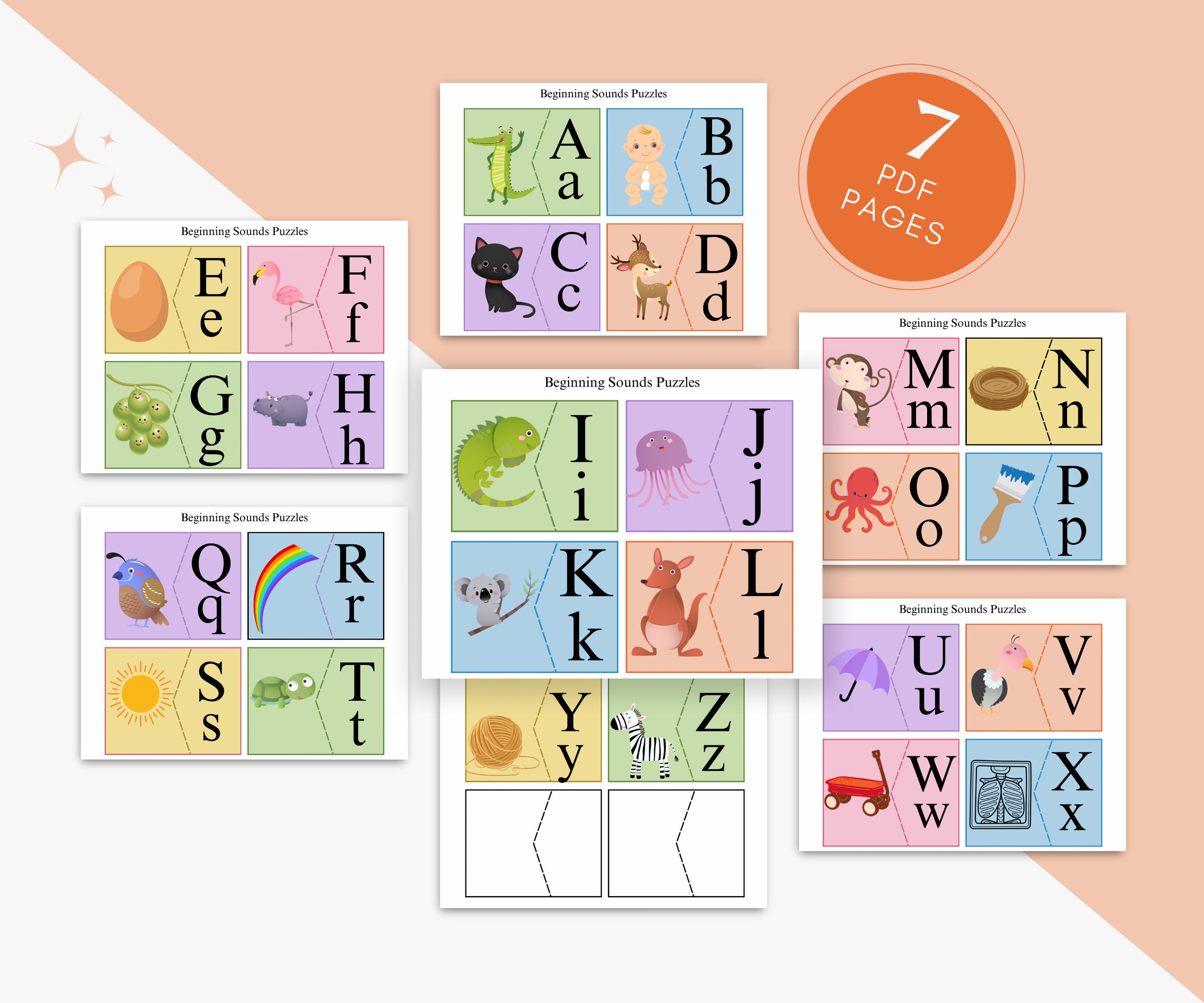 Printable Letter Sounds Matching Game; Phonics Activity for Pre-k ...