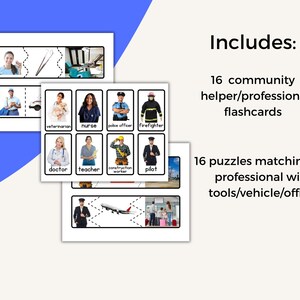 Community Helper Flashcards & Puzzles: Montessori Homeschool Activity ...